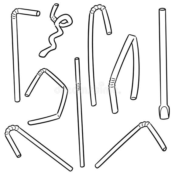 Vector set of straw stock vector. Illustration of drawn - 144520643