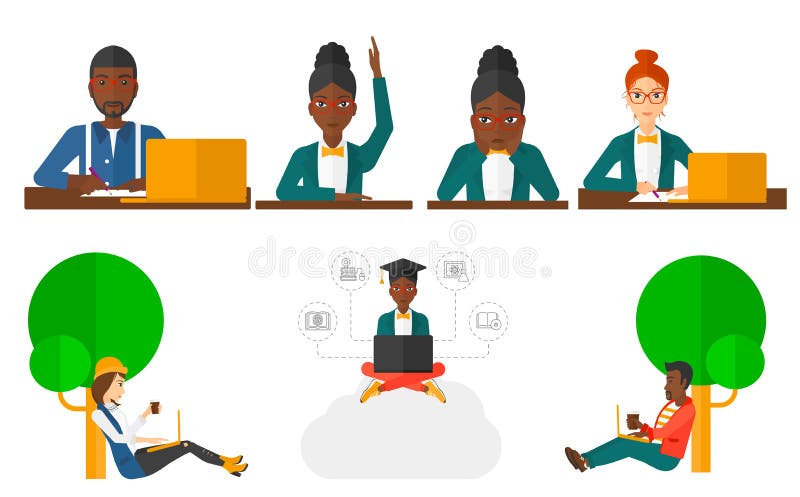 Vector Set of Student Characters. Stock Vector - Illustration of ...
