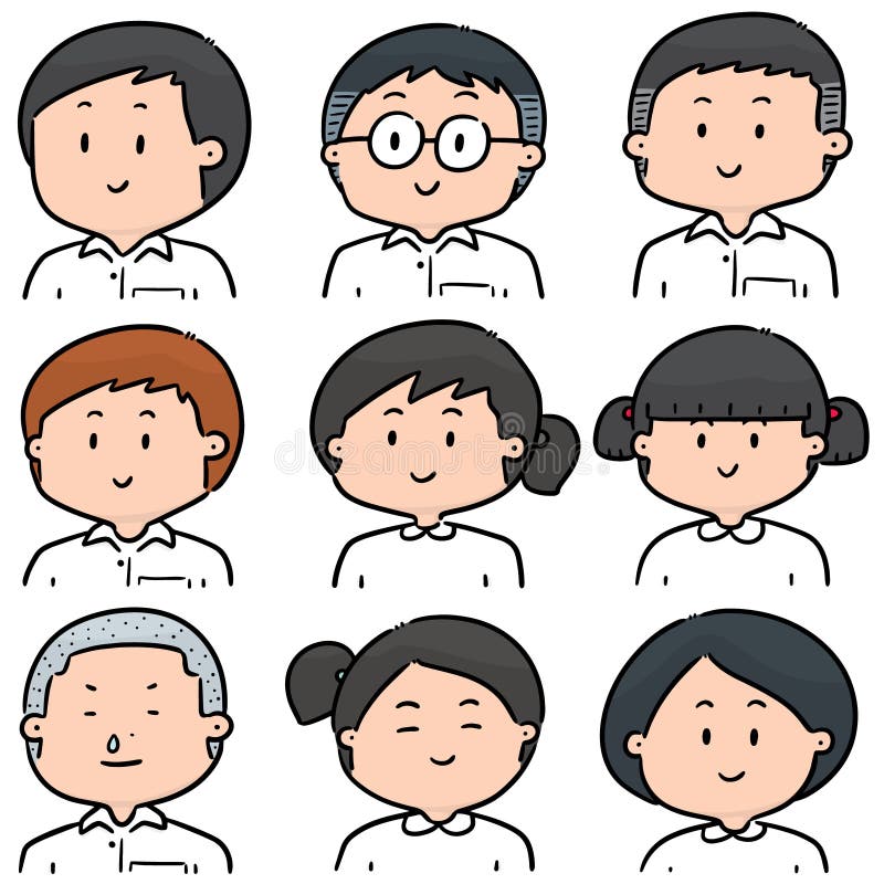 Vector set of student face stock vector. Illustration of character ...