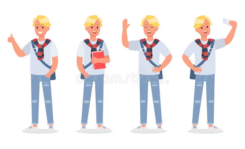 Vector Set of Students Young Man Character Design. No3 Stock Vector ...