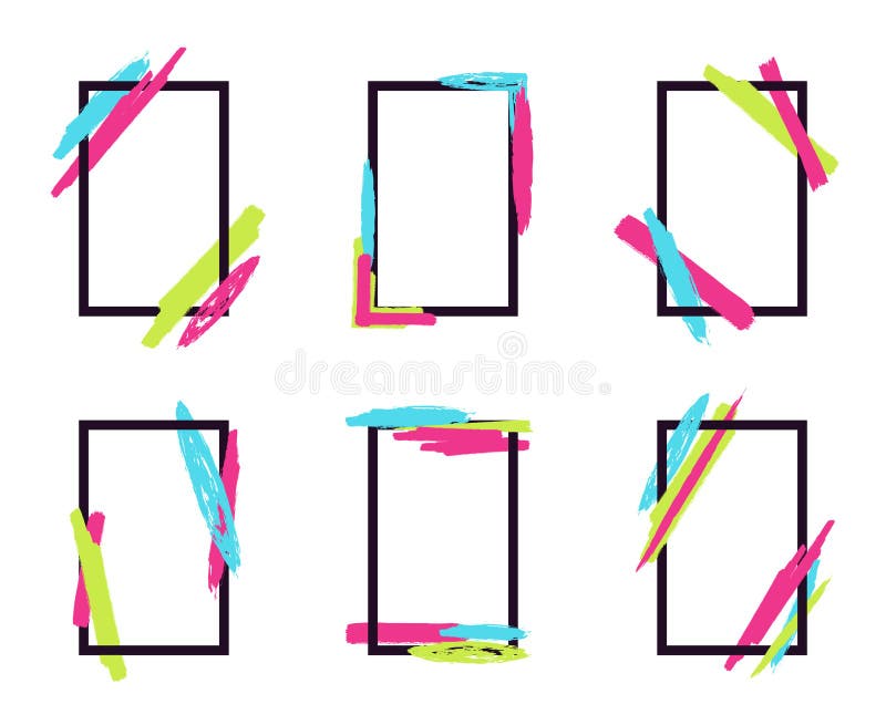 Vector Set of Stylish Dynamic Frames with Geometric Elements Stock ...