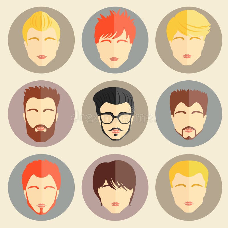 Avatar Collection of Stylish Handsome Male Characters in Modern Flat ...