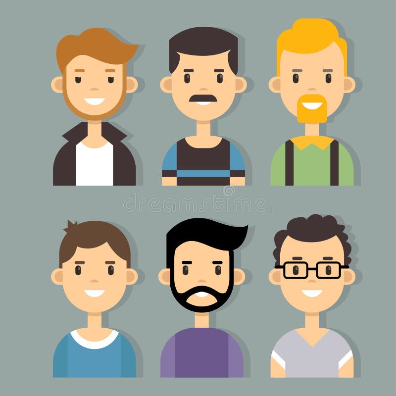 Vector Set of Stylish Male Characters in Modern Flat Design. Stock ...