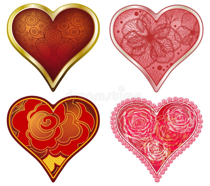 Vector Set of Stylized Hearts Stock Vector - Illustration of mouth ...