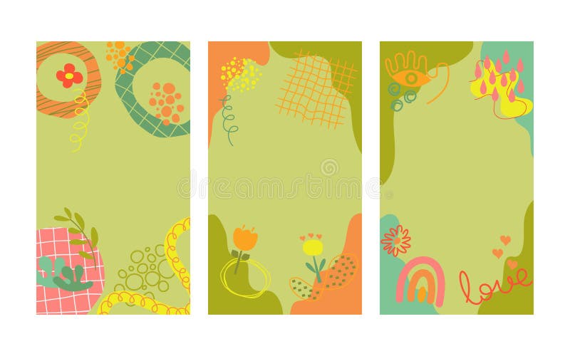 Vector Set of Summer Vertical Backgrounds Collection Instagram Stories ...