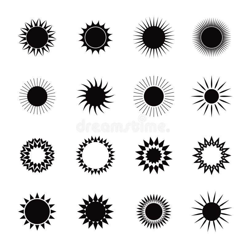 Vector set of Sun. stock illustration. Illustration of icons - 245926448