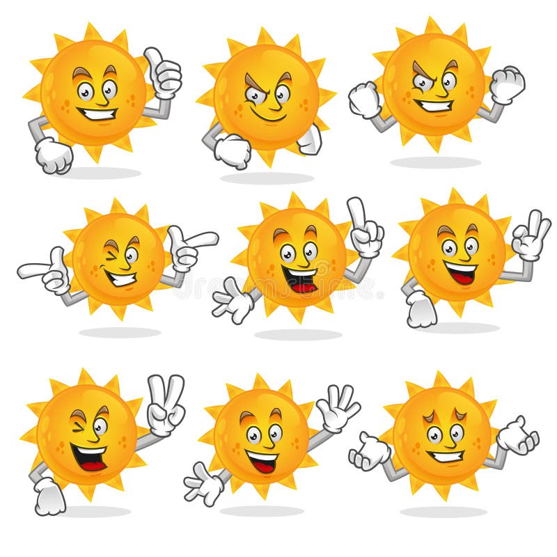 Vector set of sun mascot stock vector. Illustration of beach - 114479837