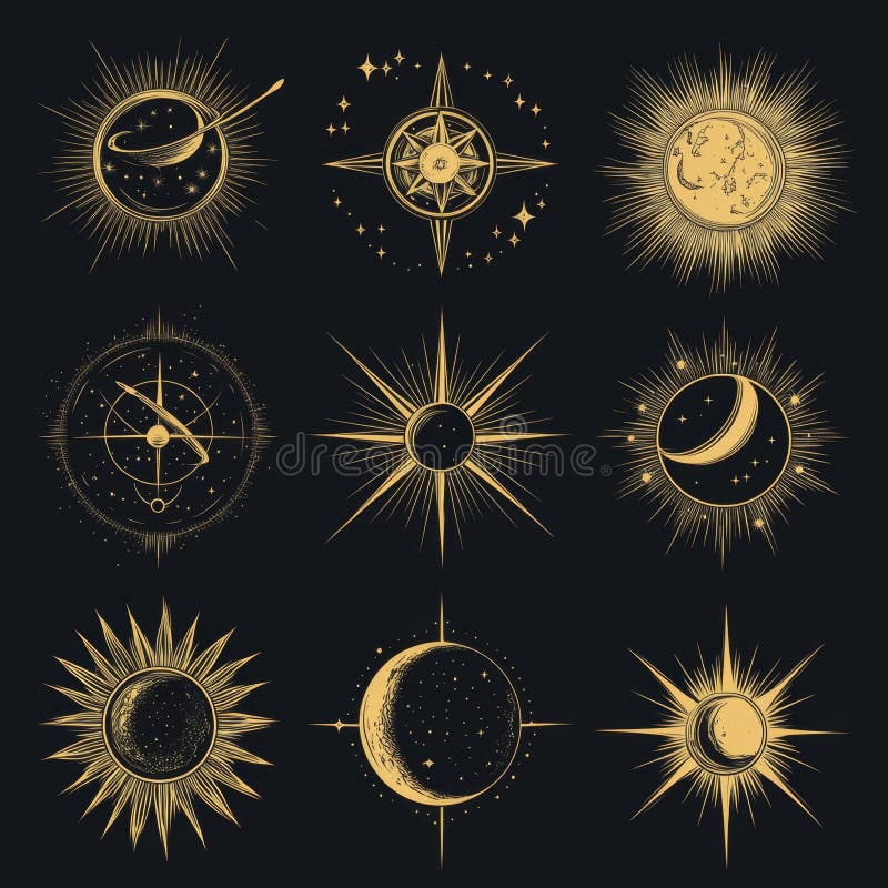 Sun Moon Compass Stock Illustrations – 1,576 Sun Moon Compass Stock ...