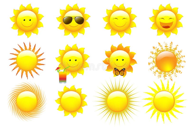 Vector Set Suns stock vector. Illustration of symbol - 195656151