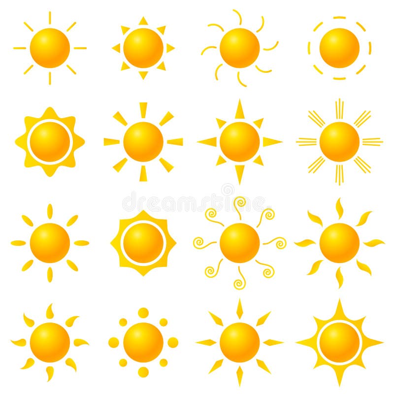 Vector set of suns stock vector. Illustration of shape - 71029017