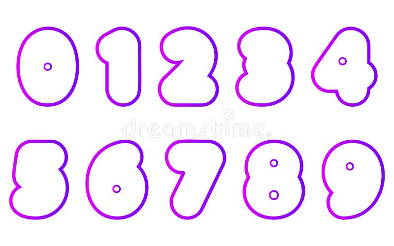 Vector Set of Super Bold Rounded Numbers Stock Vector - Illustration of ...