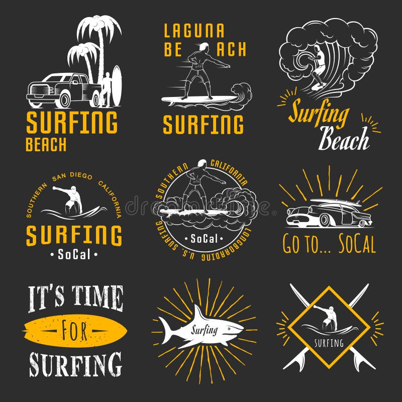 Vector Set Surf Badges, Sign and Logos Stock Illustration ...