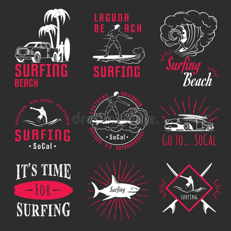 Vector Set Surf Badges, Sign and Logos Stock Illustration ...