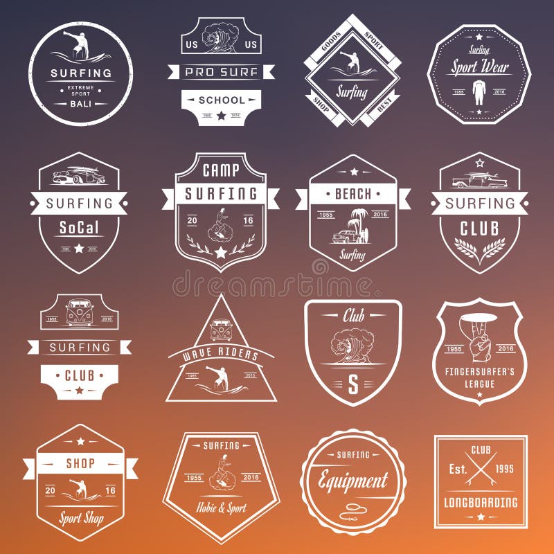 Vector Set Surf Badges, Sign and Logos Stock Illustration ...