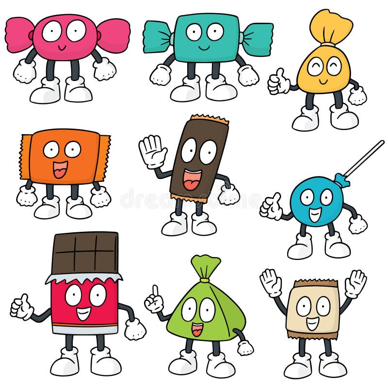 Vector Set of Sweets and Candies Stock Vector - Illustration of circle ...