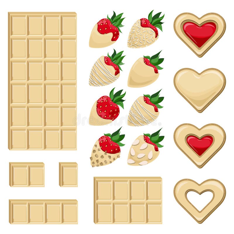 Vector Set of Sweets. White Chocolate Bar with Separate Pieces ...