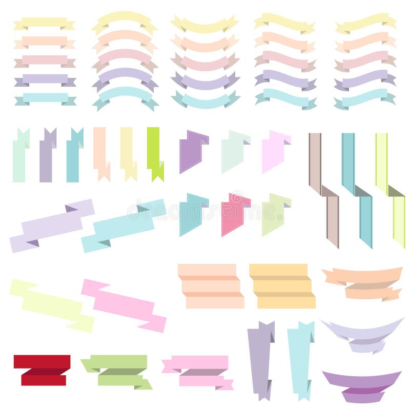Vector Set of Symbol Ribbon and Banner in Pastel Color Tone Stock ...