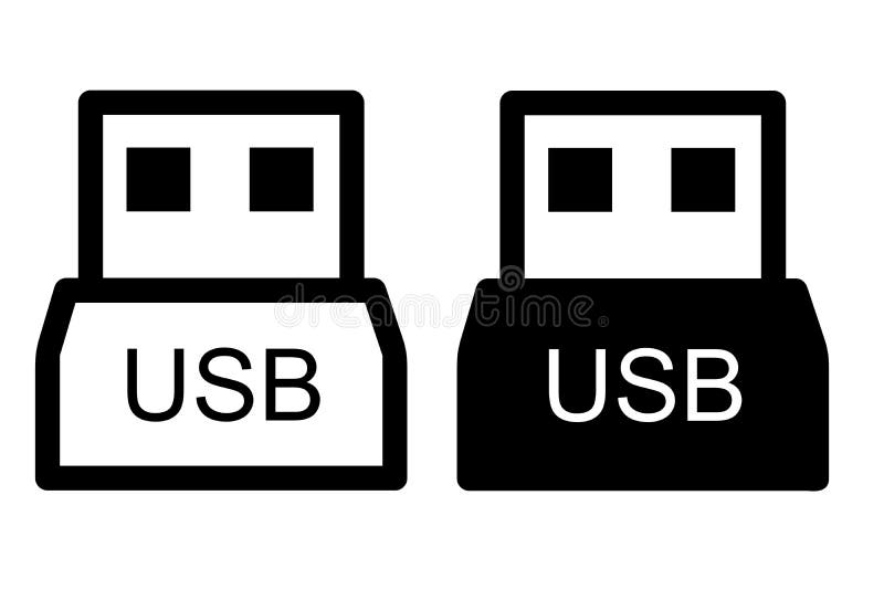 Simple Vector Set 2 Symbol USB Connector, Isolated on White Stock ...