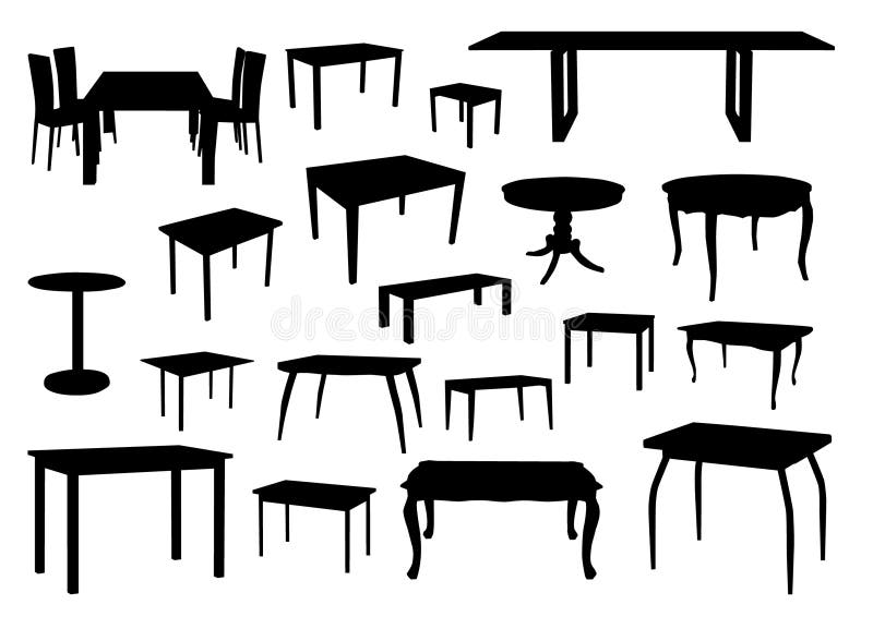 Set of Furniture Silhouettes Stock Vector - Illustration of furniture ...