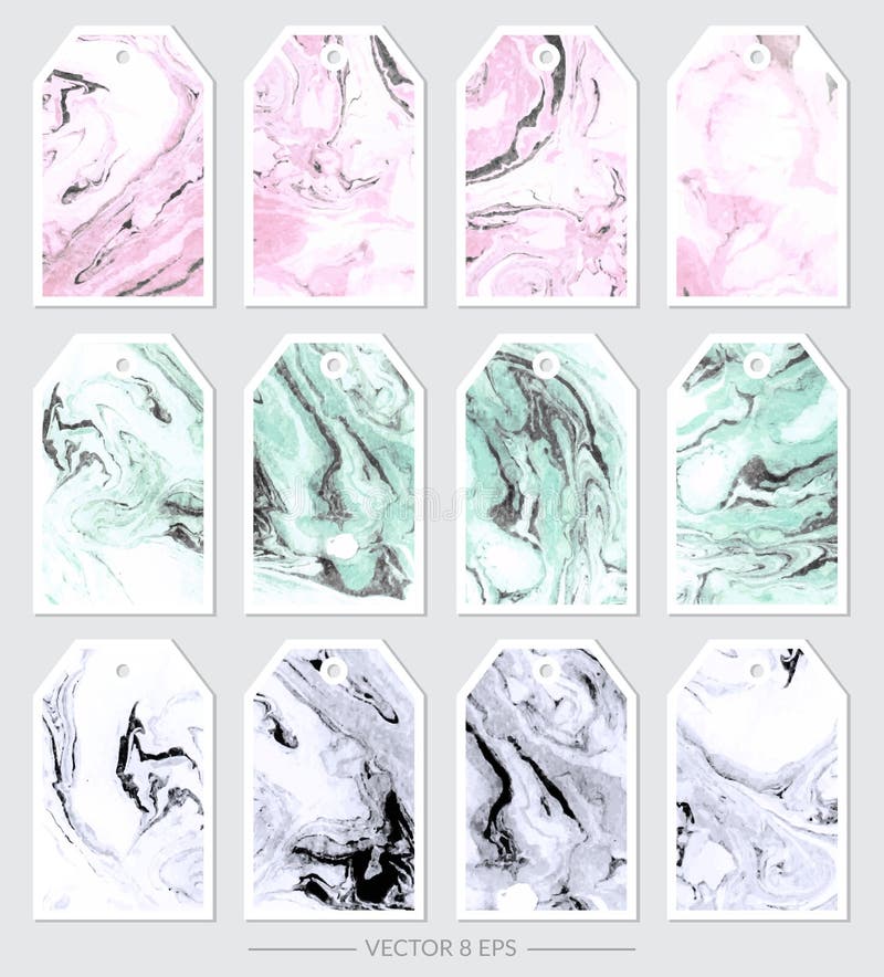 Vector. Set of Tags with Marble Textures Stock Illustration ...
