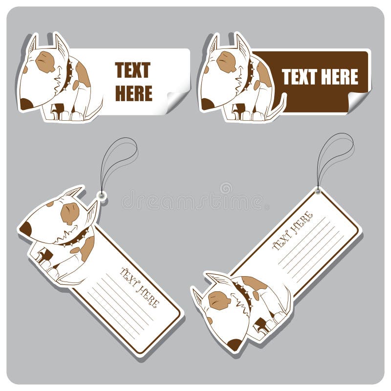 Vector Set of Tags and Stickers with Dog. Stock Illustration ...