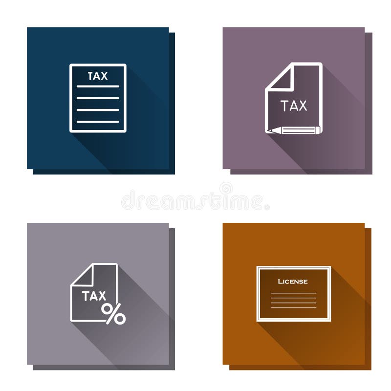 Vector Set Tax Form Icon and License Stock Vector - Illustration of ...