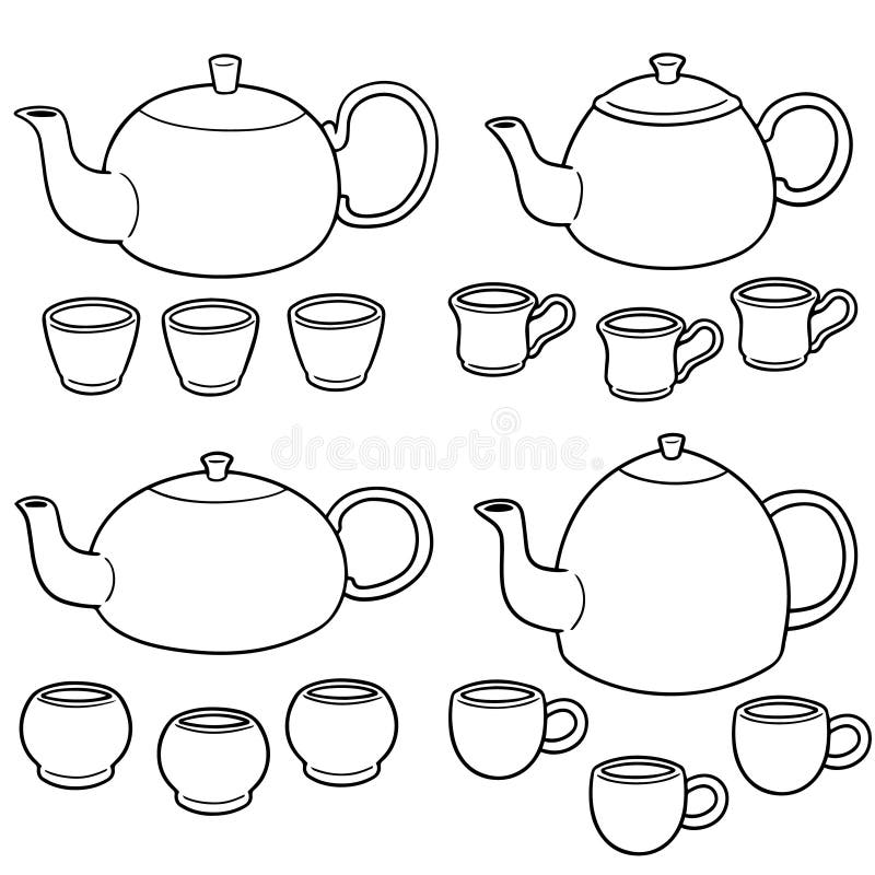 Vector set of tea set stock vector. Illustration of beverage - 118255446