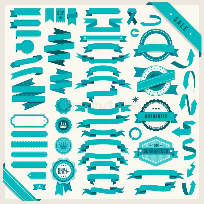 Vector set of 58 ribbons stock vector. Illustration of retail - 139196627