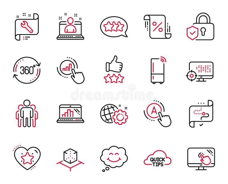 Vector Set of Technology Icons Related To Quick Tips, Target Path and ...