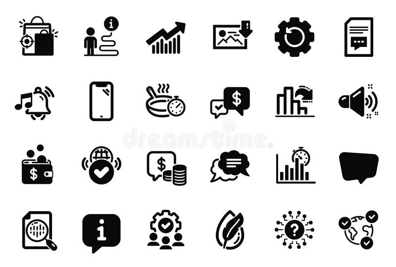 Vector Set of Technology Icons Related To Report Timer, Teamwork and ...