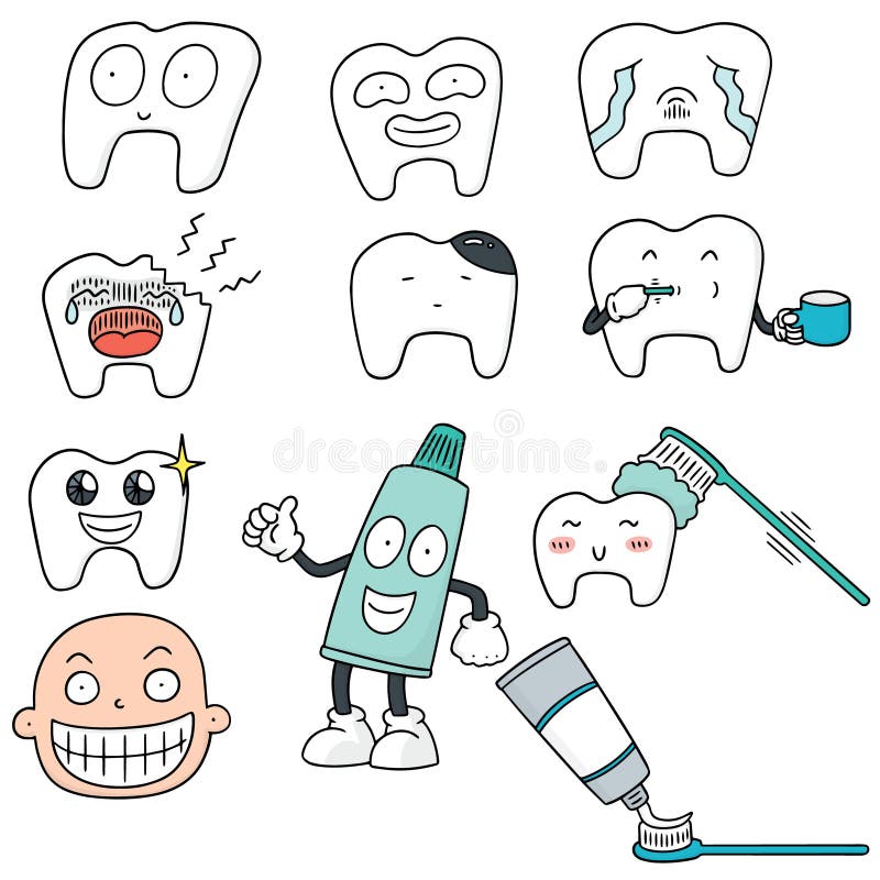 Vector set of teeth stock vector. Illustration of mouth - 106881692