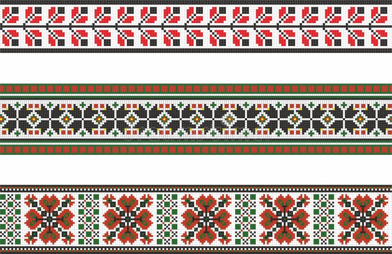 Vector Set of Template for Embroidery with Mesh, Ukrainian Ornament ...
