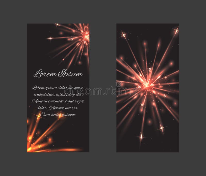 Vector Set of Templates with Fireworks Stock Vector - Illustration of ...