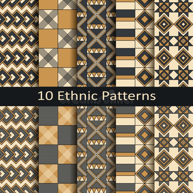 Vector Set of Ten Seamless Ethnic African Patterns Stock Vector ...