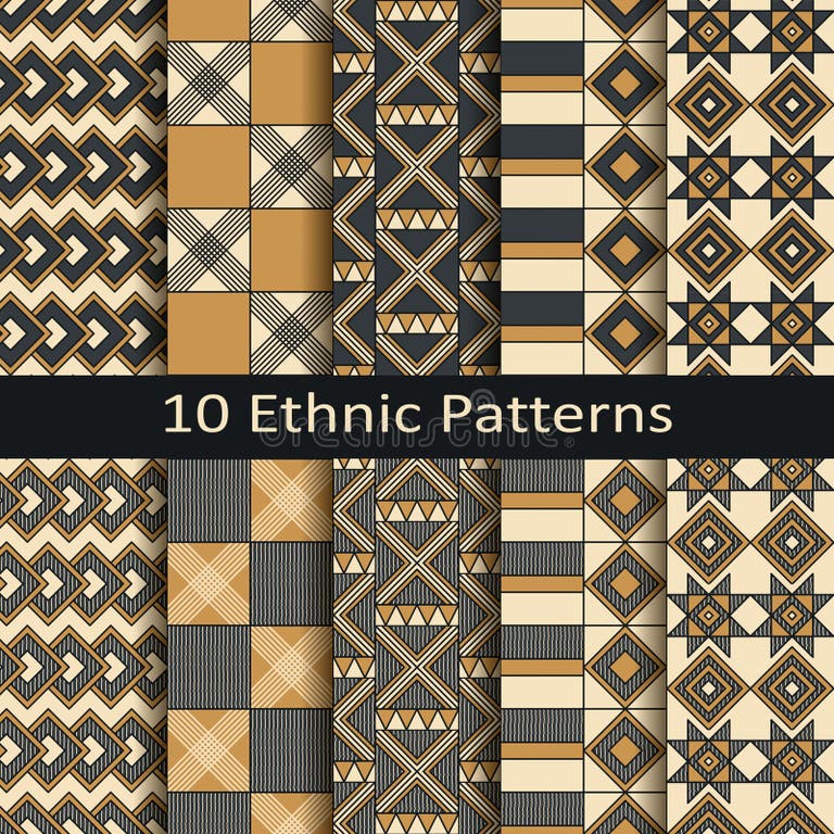 Vector Set of Ten Seamless Ethnic African Patterns Stock Vector ...