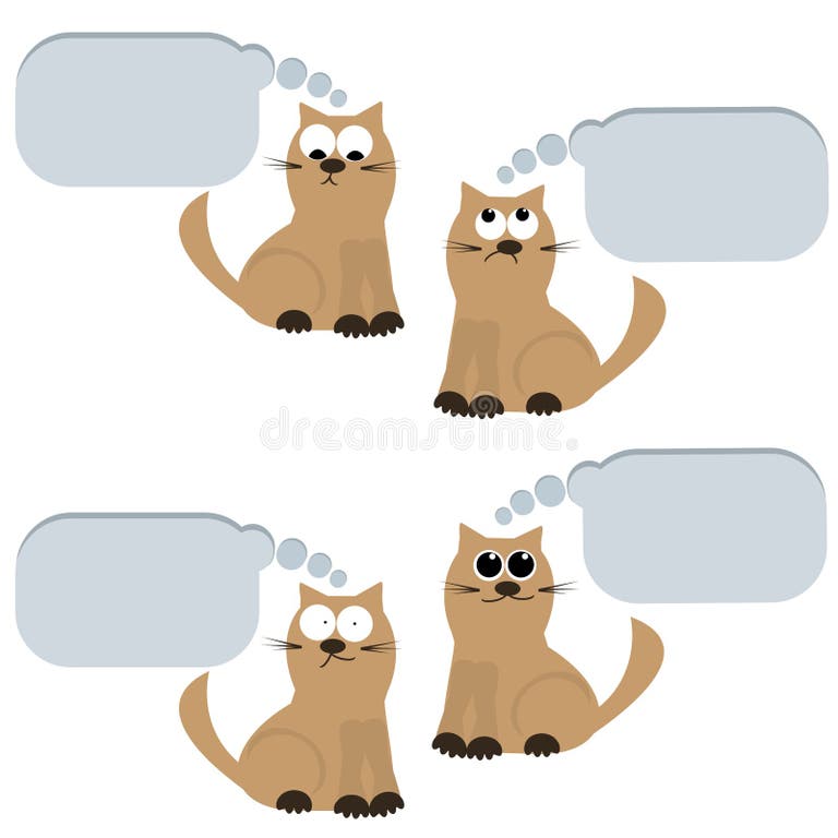Vector Set of Text Bubbles with Funny Cats Stock Illustration ...