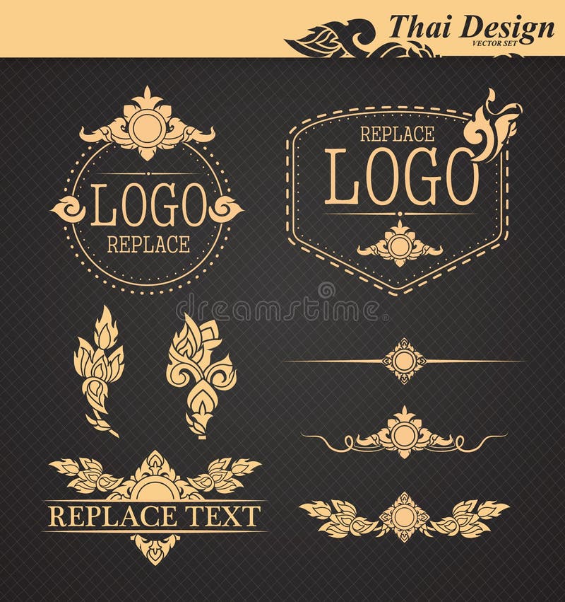 Vector Set of Thai Ornament Design and Decoration Stock Vector ...