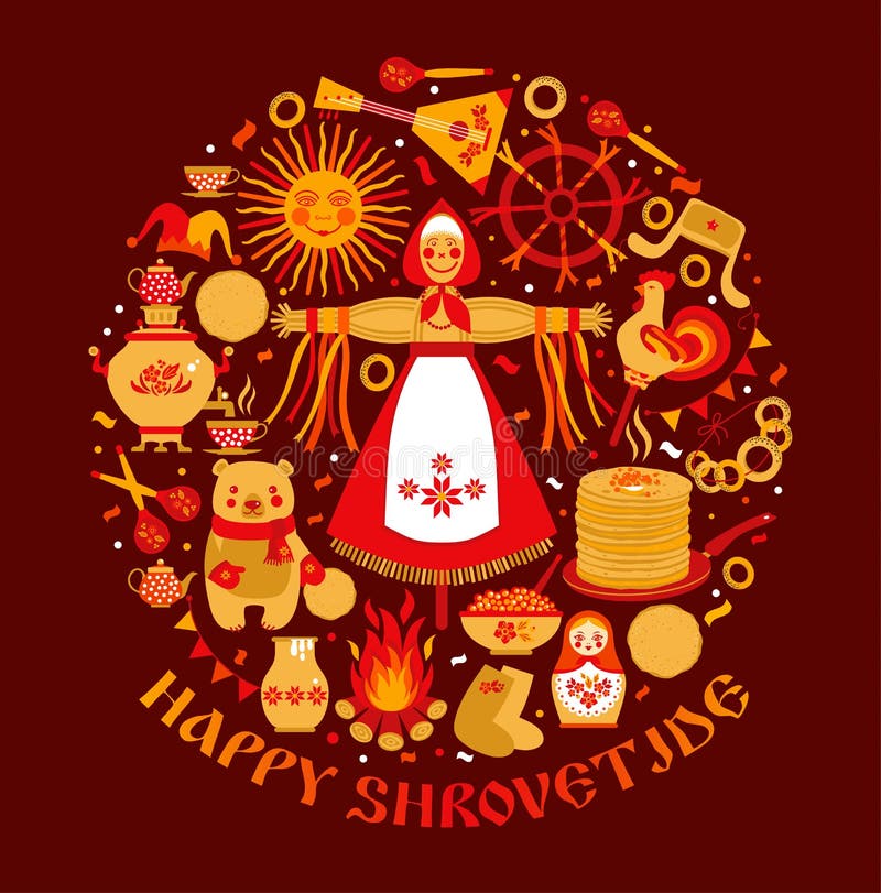 Vector Set on the Theme of the Russian Holiday Carnival. Russian ...