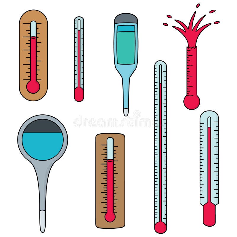 Vector set of thermometer stock vector. Illustration of draw - 117693398
