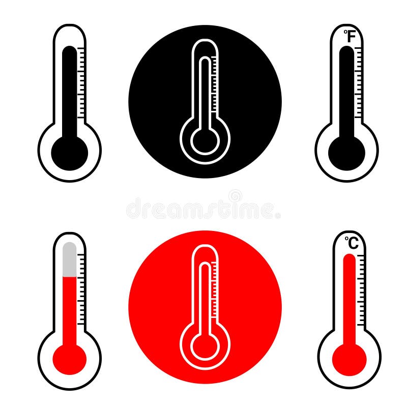 Vector Set of Thermometers in Black and Red Color Stock Vector ...