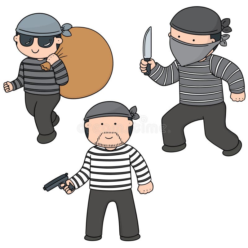 Vector set of thief stock vector. Illustration of crime - 117688817
