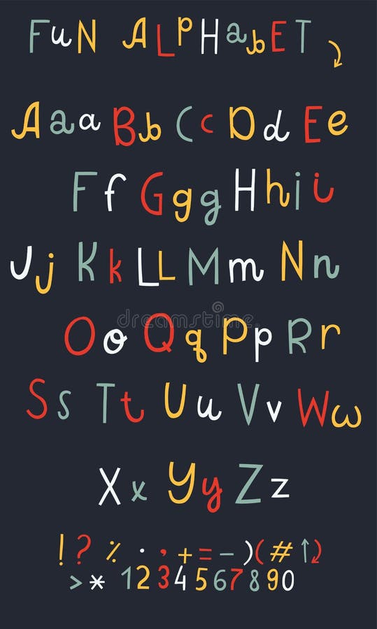 Vector Set of Three Cartoon Funny Difference English Alphabets Stock ...