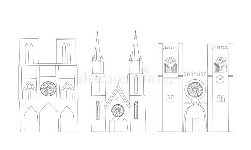 Vector Set of Three Different Gothic Churches Stock Vector ...