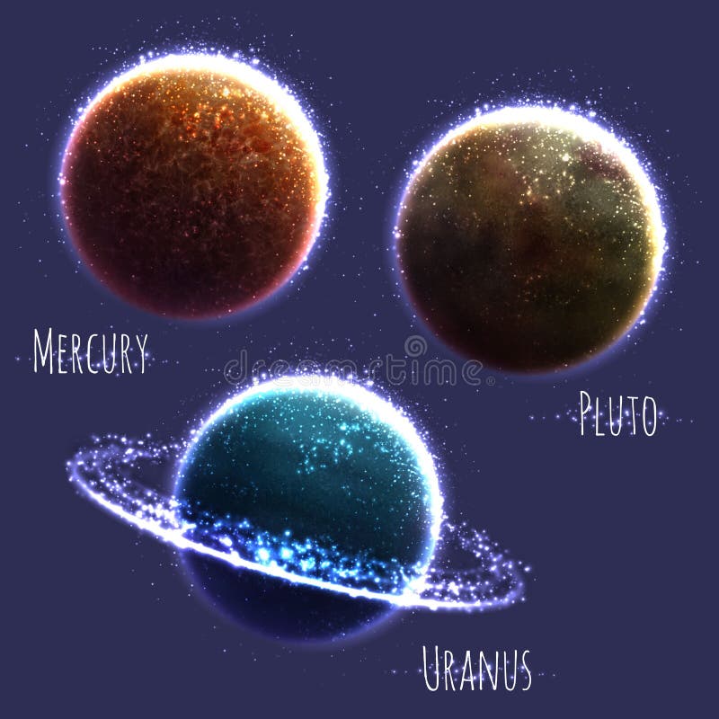 Solar System And Space Objects. Vector Set In Flat Stock Vector ...