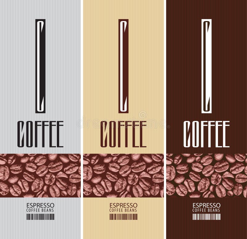Vector Set of Three Vertical Labels for Coffee Beans Stock Vector ...