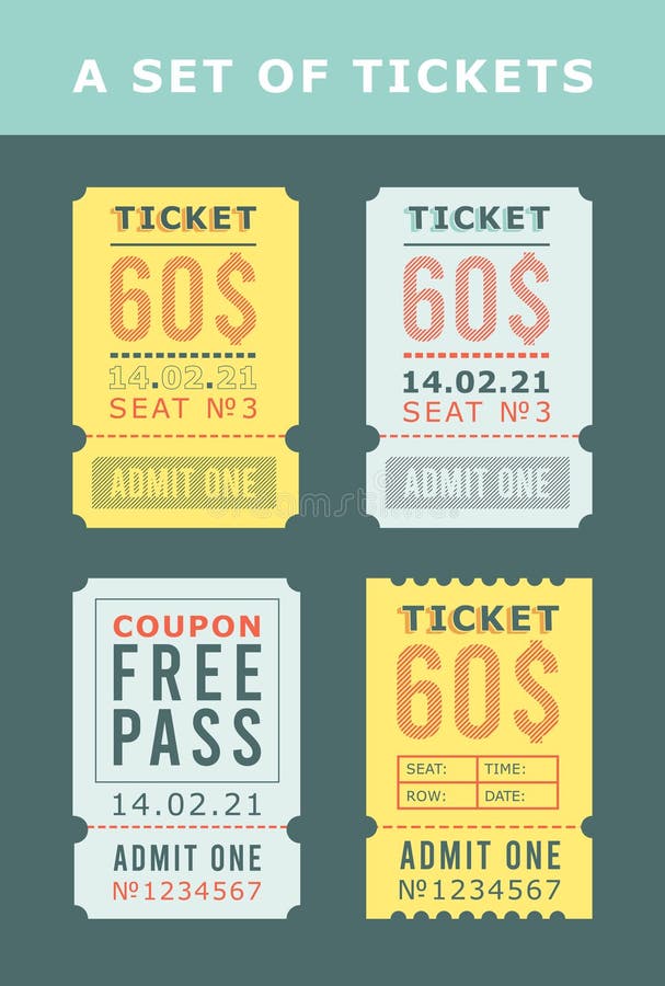 Cute retro tickets stock vector. Illustration of retro - 205245594