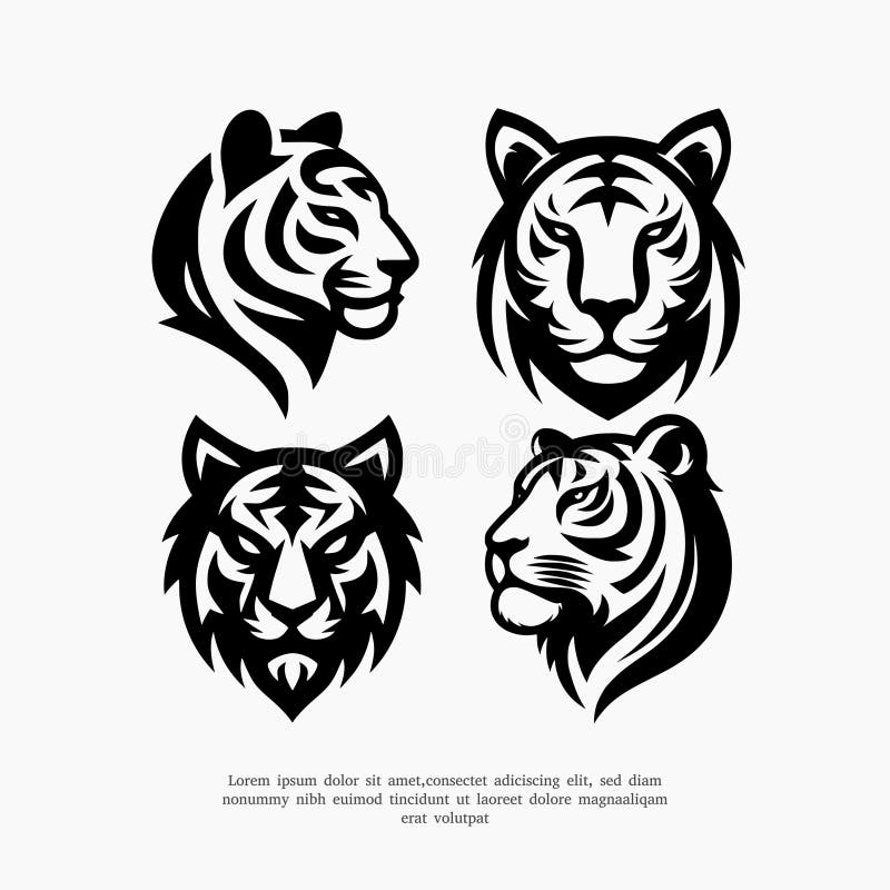 Vector Set of Tiger Face Silhouette Logo Icon Stock Vector ...