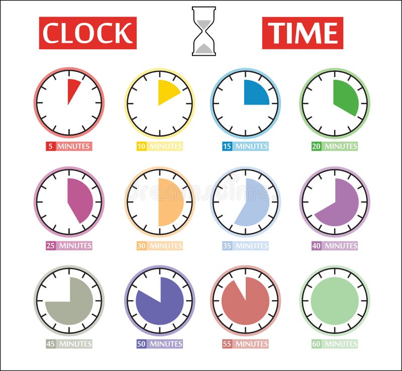 Timer Icons With Color Gradation And Numbers. Stock Vector ...