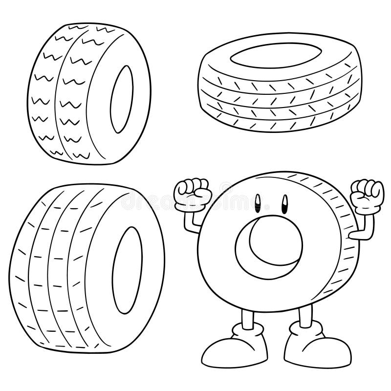 Vector set of tires stock vector. Illustration of sign - 120145168