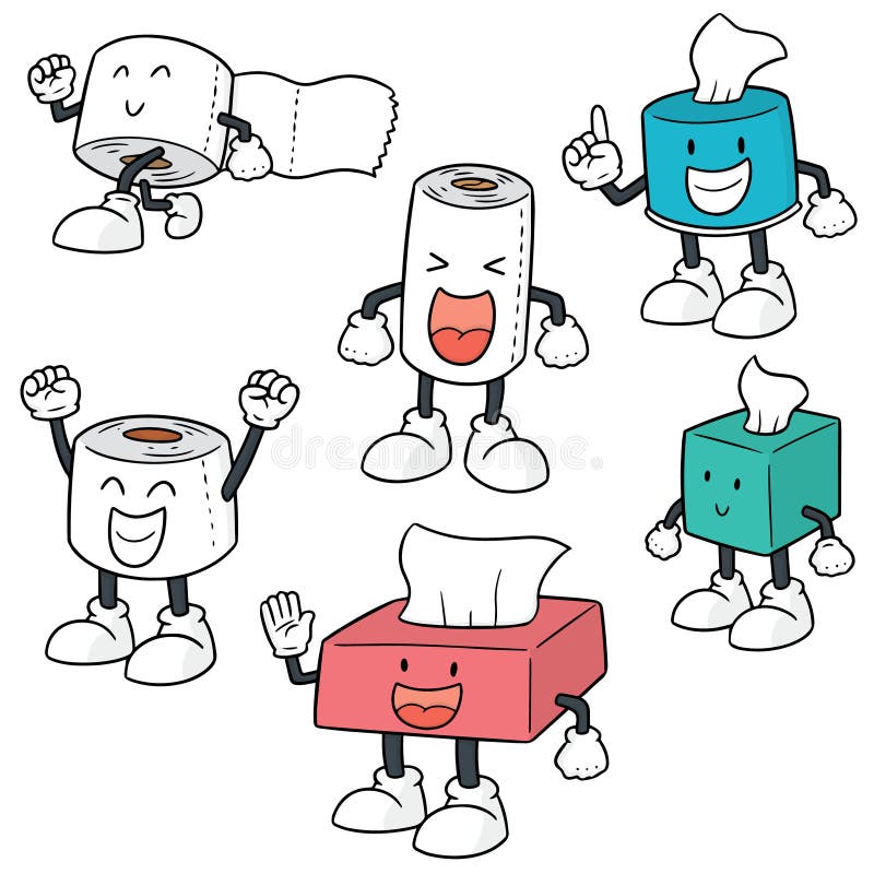 Vector Set of Tissue Paper Cartoon Stock Vector - Illustration of mouth ...